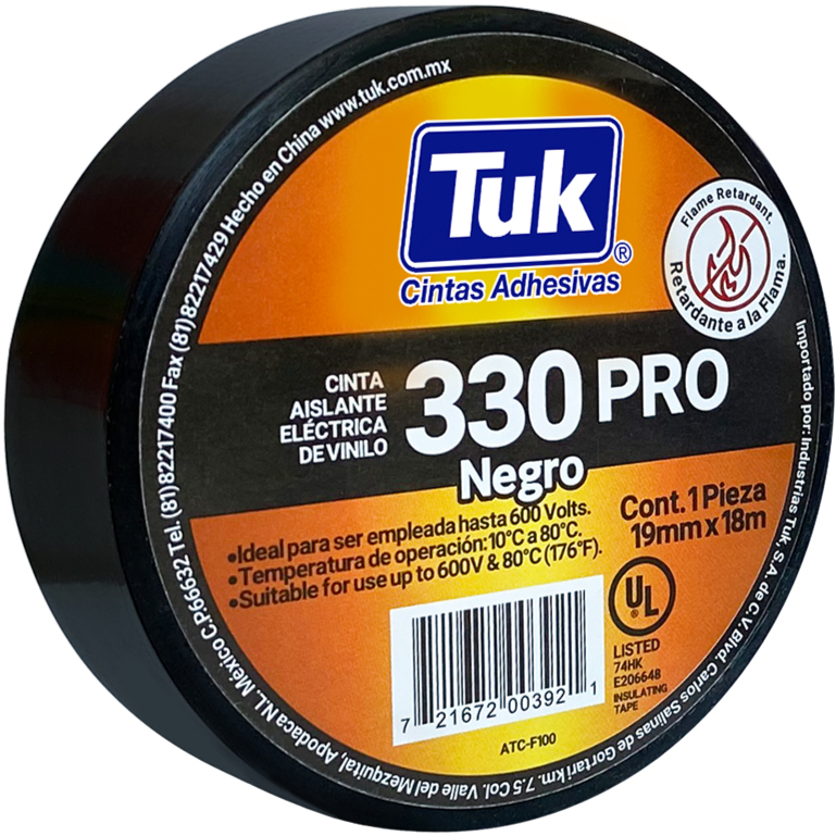 Cinta Aislante Negra 330 19 mm x 18 M Tuk TUK345320 – HSO Ferreterías