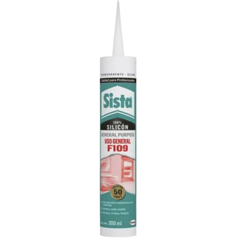 Caja Con 12 Pzs - Silicón Sista F109 Uso General Transparente 300 Ml 2 ...