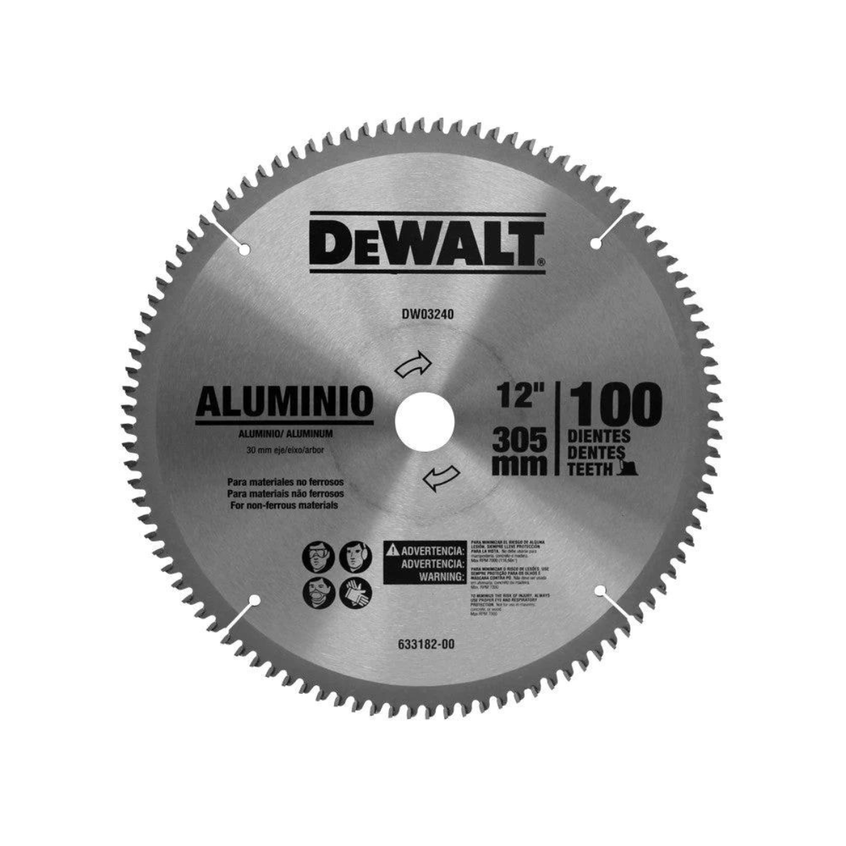 Disco de Sierra 12" x 100 Dientes x 1" con Adaptadores para Aluminio D ...