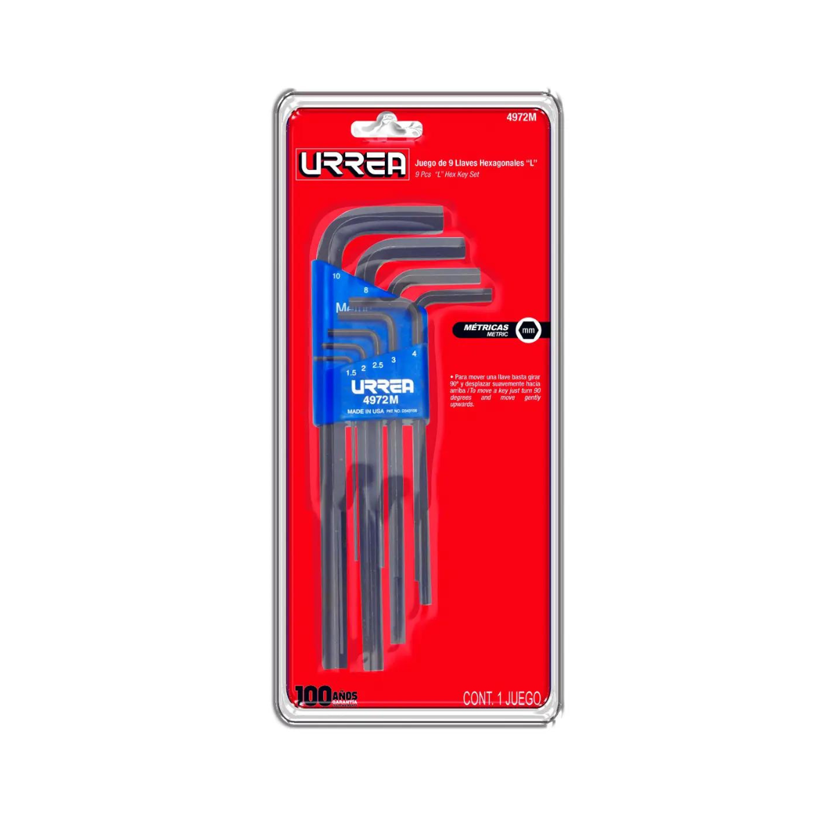Juego De Llaves Hexagonales Tipo "L" Métricas 7 Piezas 4972M Urrea ...